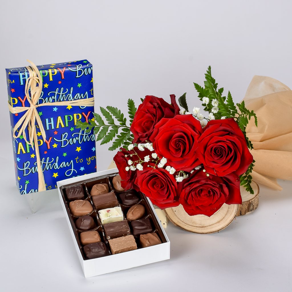 Chocolate Box With 6 Red Roses - MY FLOWERS